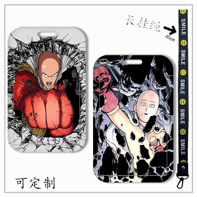 One-Punch Man Saitama DIY Student Card Set Campus Card Bus Card Holder ...
