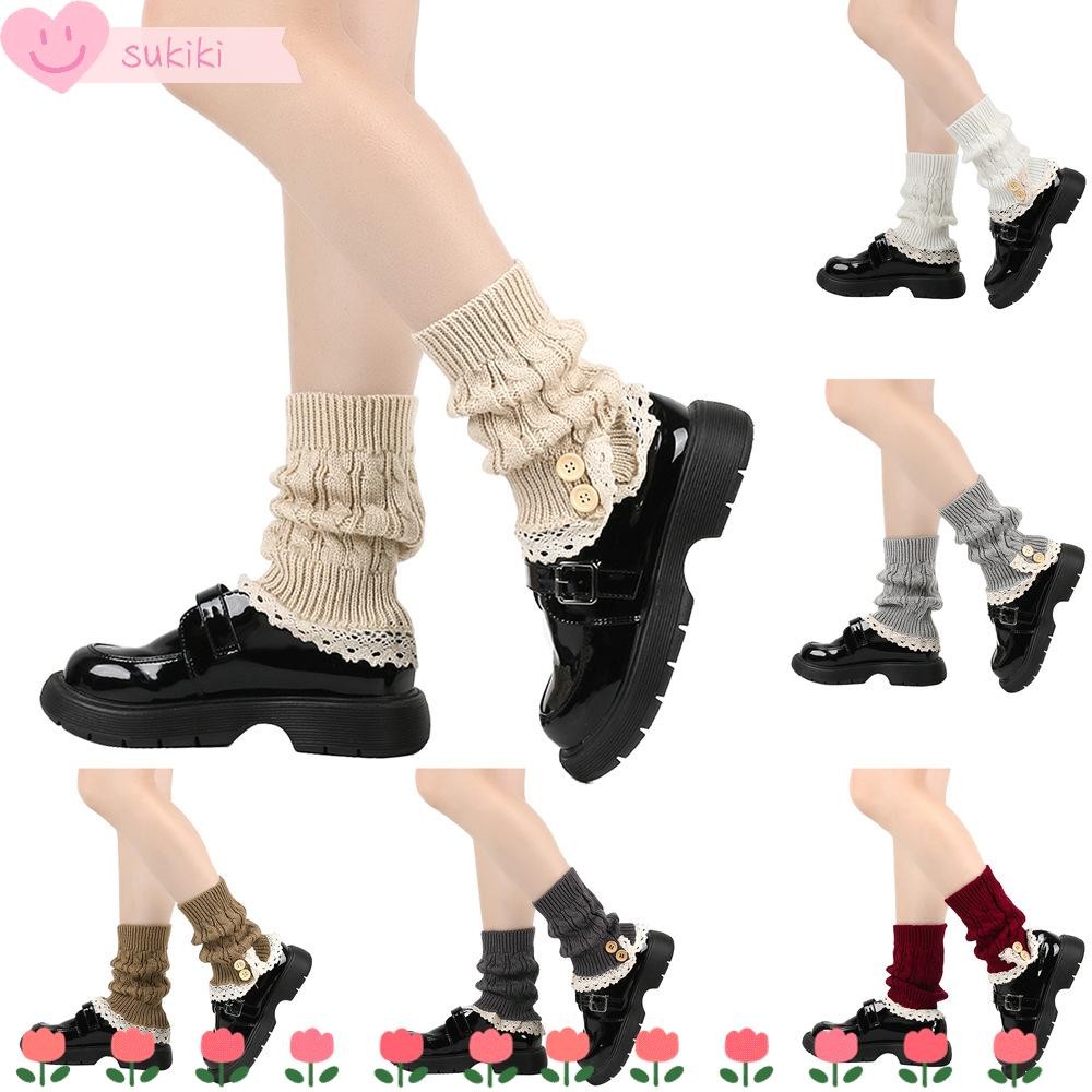 SUKIKI Women Leg Warmers, Lolita Winter Warm Knit Ankle Socks, Y2K ...