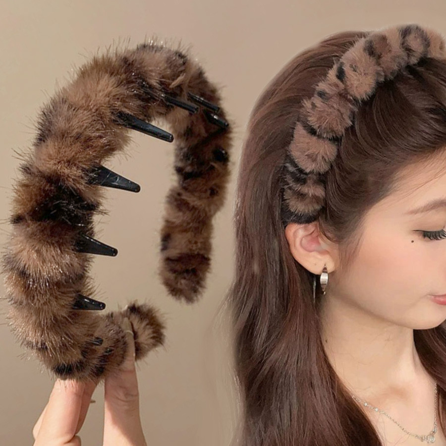 Autumn Winter Leopard Print Big Wave Headband Female New Style ...
