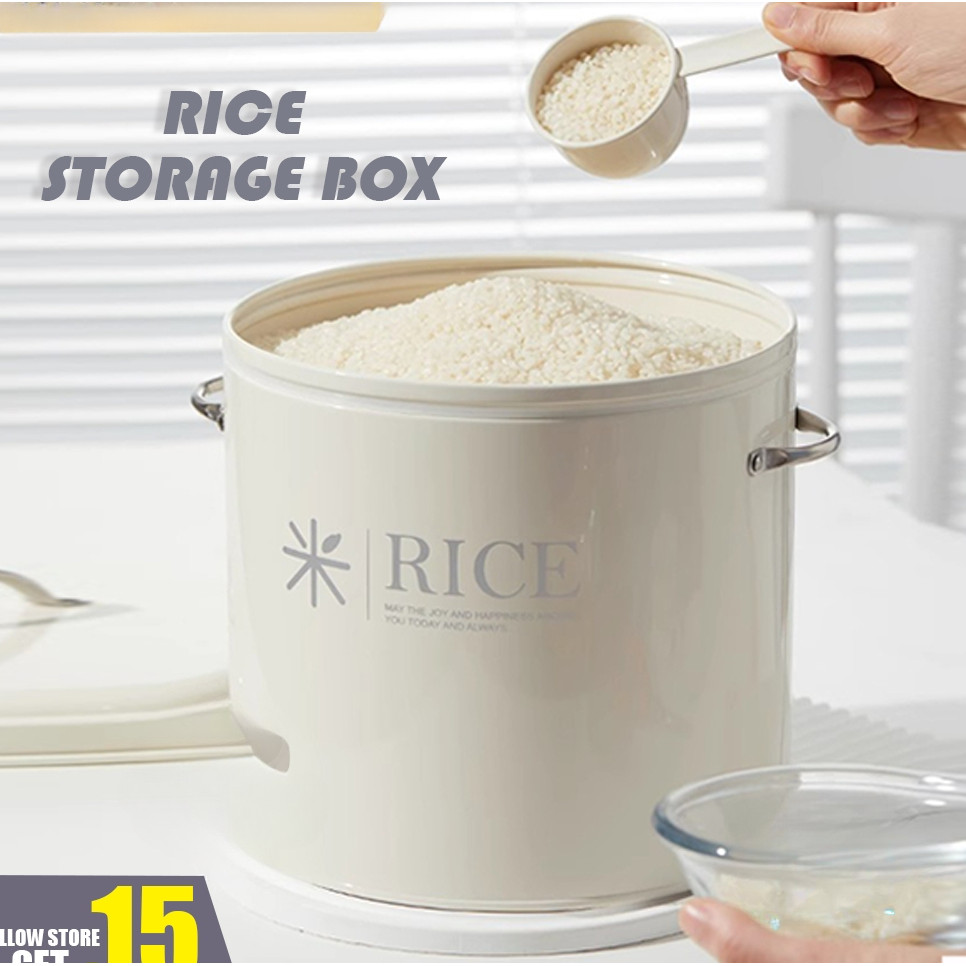 Rice Storage Box with Lid and handle Kitchen Sealed Food Storage Bin ...