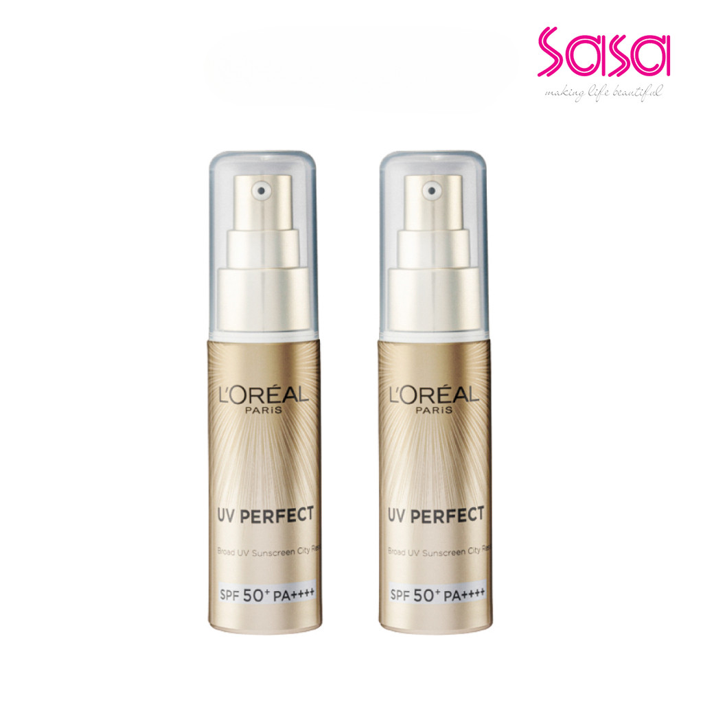 L'Oreal Paris UV Perfect Broad UV Sunscreen City Resist SPF50+PA++++ UV Protect (30ml/30ml x2pcs ...