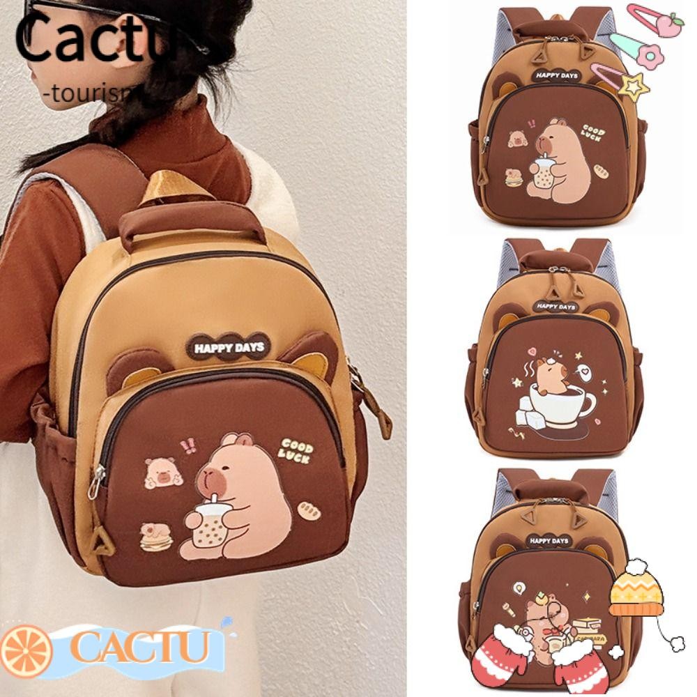 CACTU Capybara Backpack, Nylon Large Capacity Capybara School Bag ...