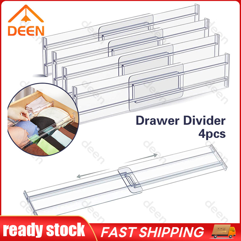 4pcs Retractable Drawer Divider Expandable Bedroom Drawer Organizer ...