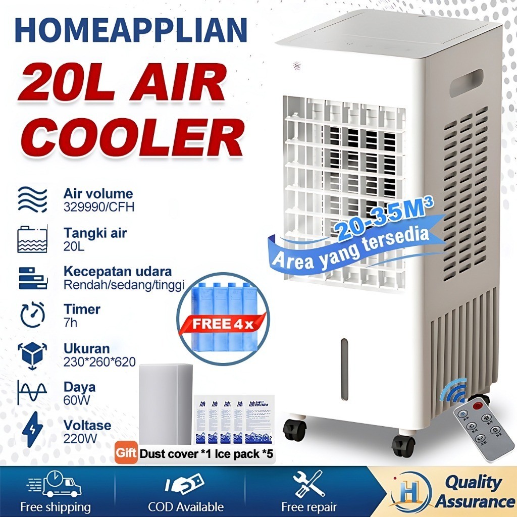 Remote Control Air Cooler Fan - 10/12/14/20L Water Tank for Home Cooling & Air Conditioning ...