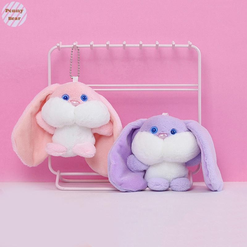 [Penny Bear] Cute Fluffy Rabbit Keychain Ring Plush Pompon Bunny Bag ...
