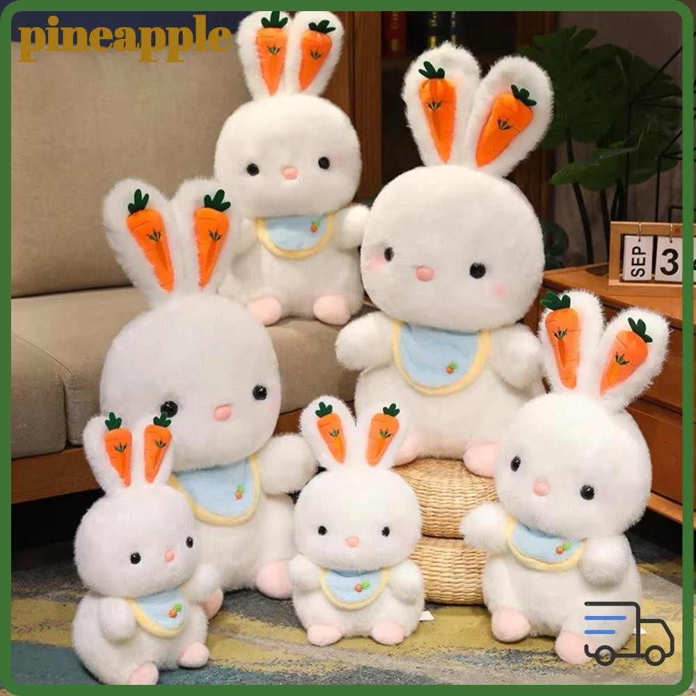 PEAPLE Plush Toy, Sitting Bib Rabbit Plushie Bunny, Fluffy Carrot 27cm ...