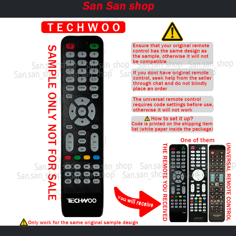 100% Original button Universal remote control for techwoo smart tv ...