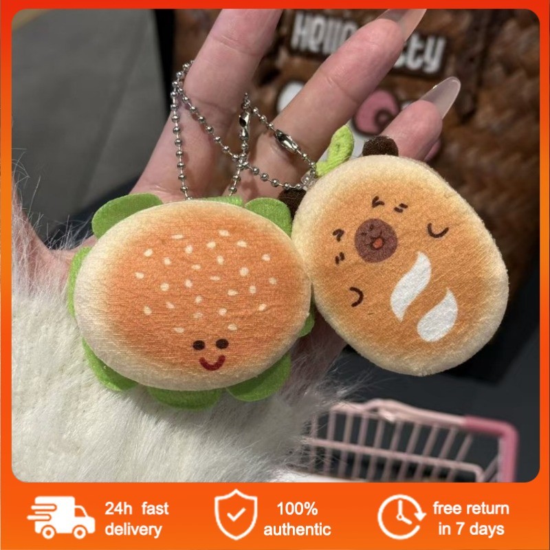 Cute Food Pendant Keychains Hamburger School Bag Pendant Keychain ...