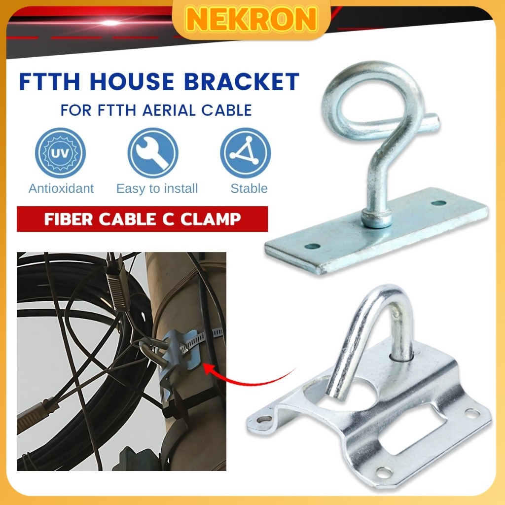 NEK FTTH/FTTX Fiber Optic Cable Hanger Hook Pole Fiber Cable C Clamp ...