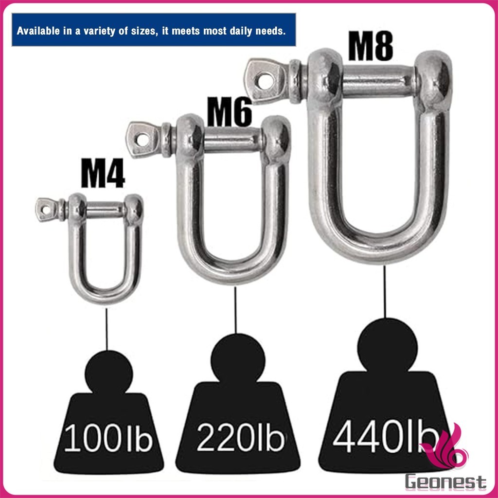GeonestD-Type/U-Shaped Shackle Buckle D Ring Lock Bow Shackle Wire Rope ...