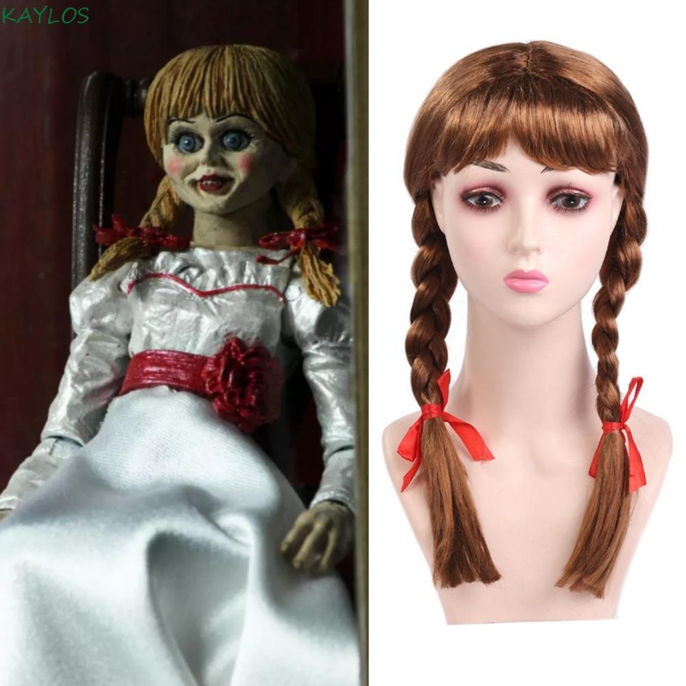 KAYLOS Annabelle Cosplay Wig, Movie Synthetic Hair Blonde Bow Braids ...