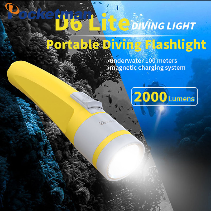 Professional Diving Flashlight IP68 Waterproof Magnetic Charging System ...