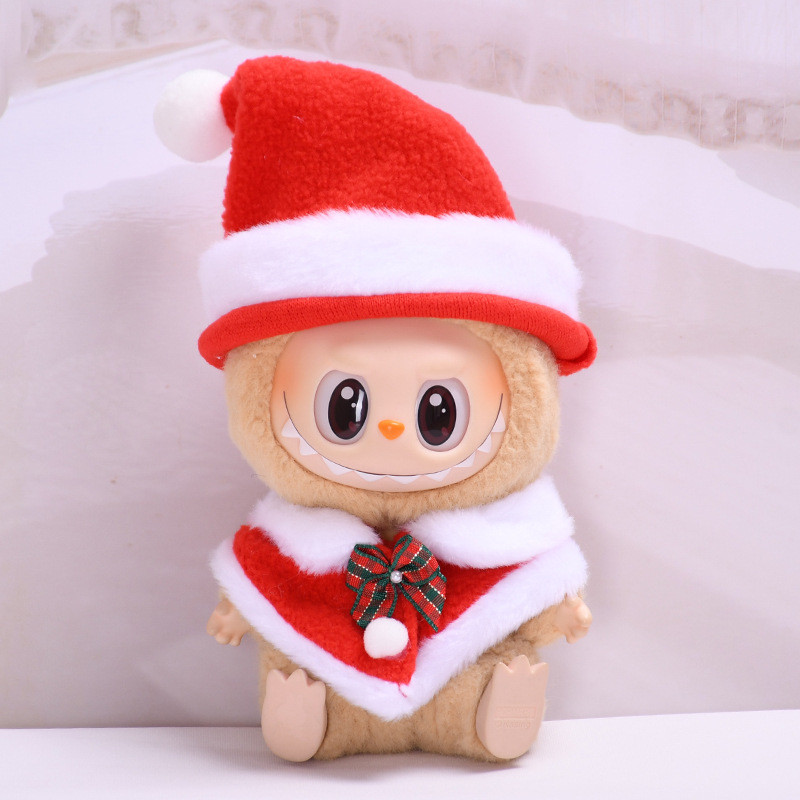17cm Labubu Macaroon Doll Christmas Hat Cloak Set for Labubu V1/ V2 ...