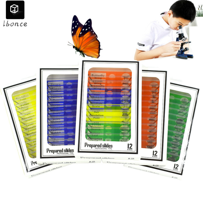 12pcs/set Plastic Microscope Slides Biological Specimen with for ...