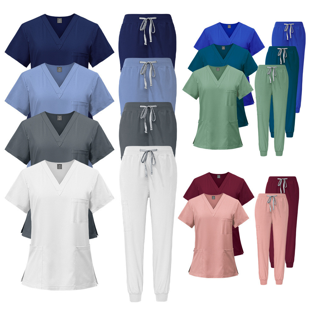 Short Sleeve Doctor Elastic Scrub Suit Beauty Salon Workwear Operating ...