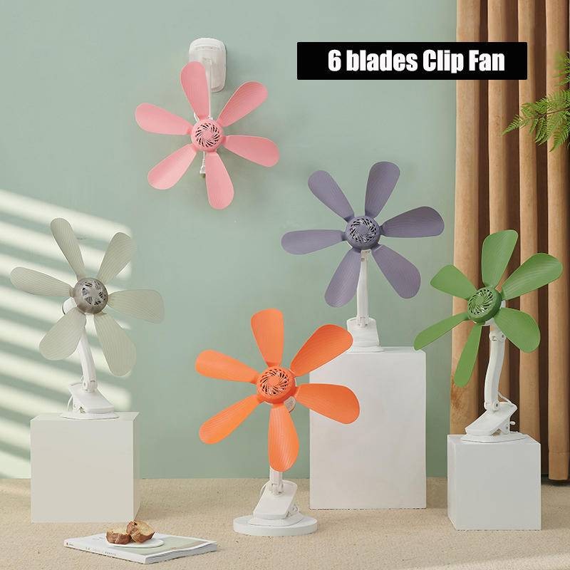 6 Blades Desk Clip Fan Mute Strong Wind Round Bottom Desktop Clip Fan ...