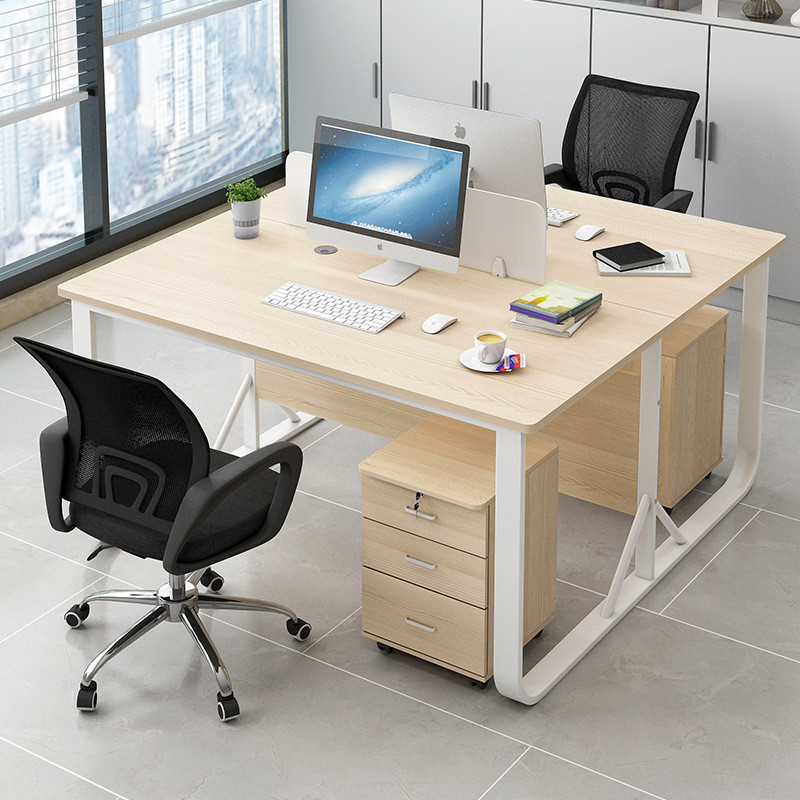 Double Office Desk and Chair Combination Modern Minimalist Office Staff ...