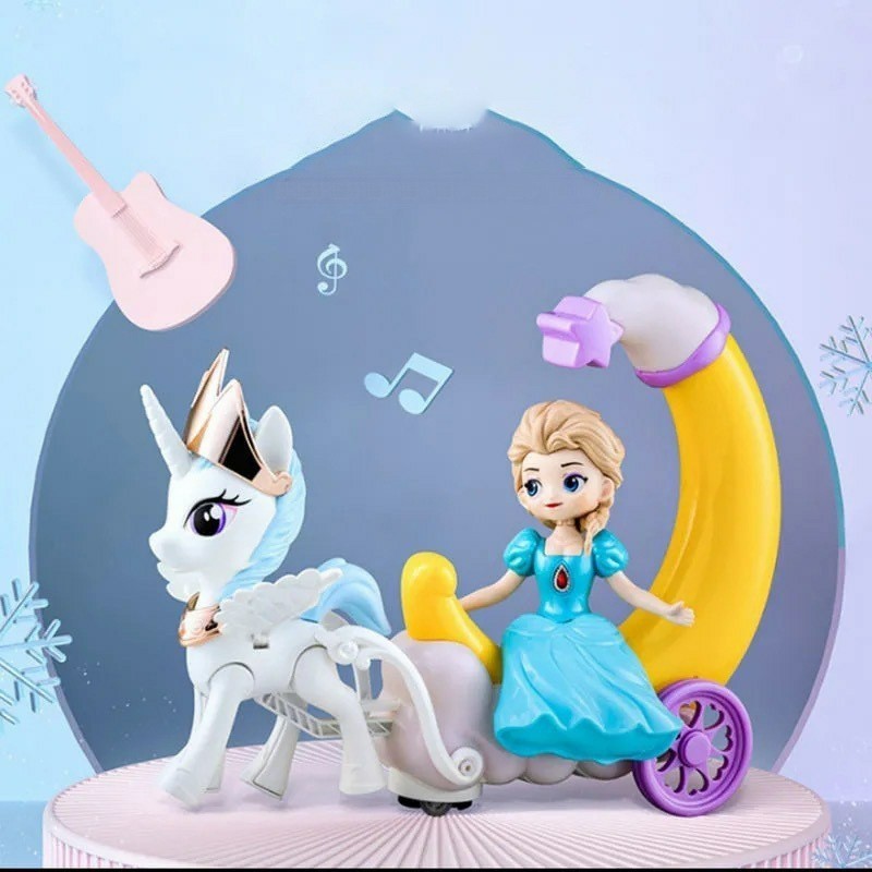 Elsa Dancing Snow White Moon Electric Light Music Anime Action Figure ...