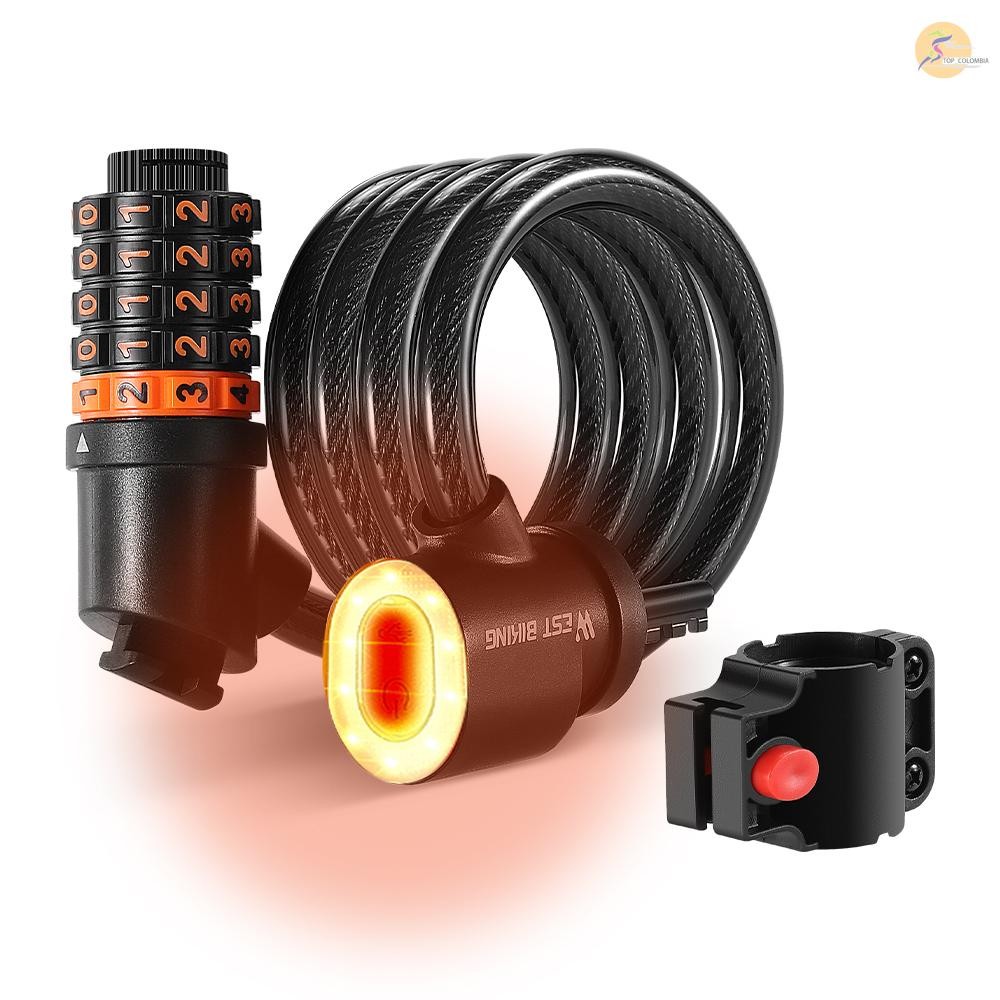 Bicycle Safety Lock Bike Motorcycle AntiTheft Elasticity Locks 5 Digits Combination Password ...