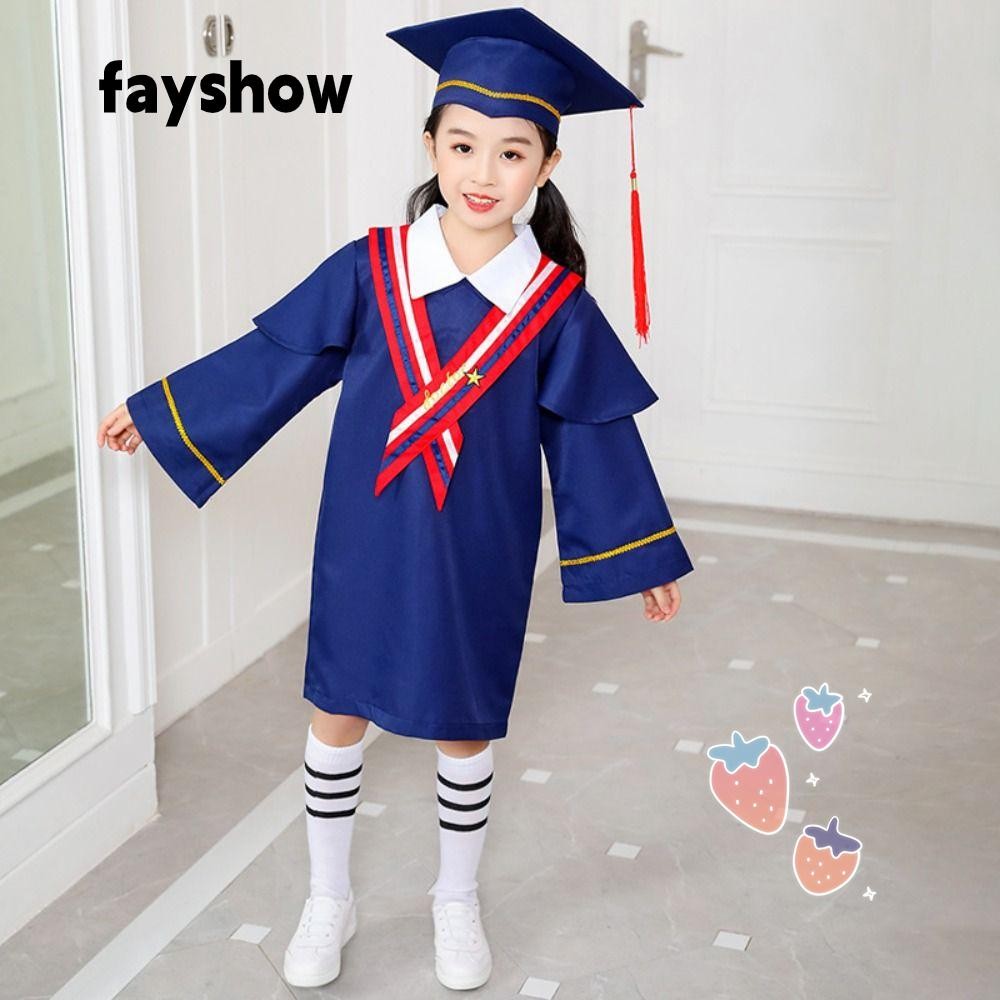 FAYSHOW2 2Pcs/Set Children Graduation Gown Set, With Hat Tassel Honors ...