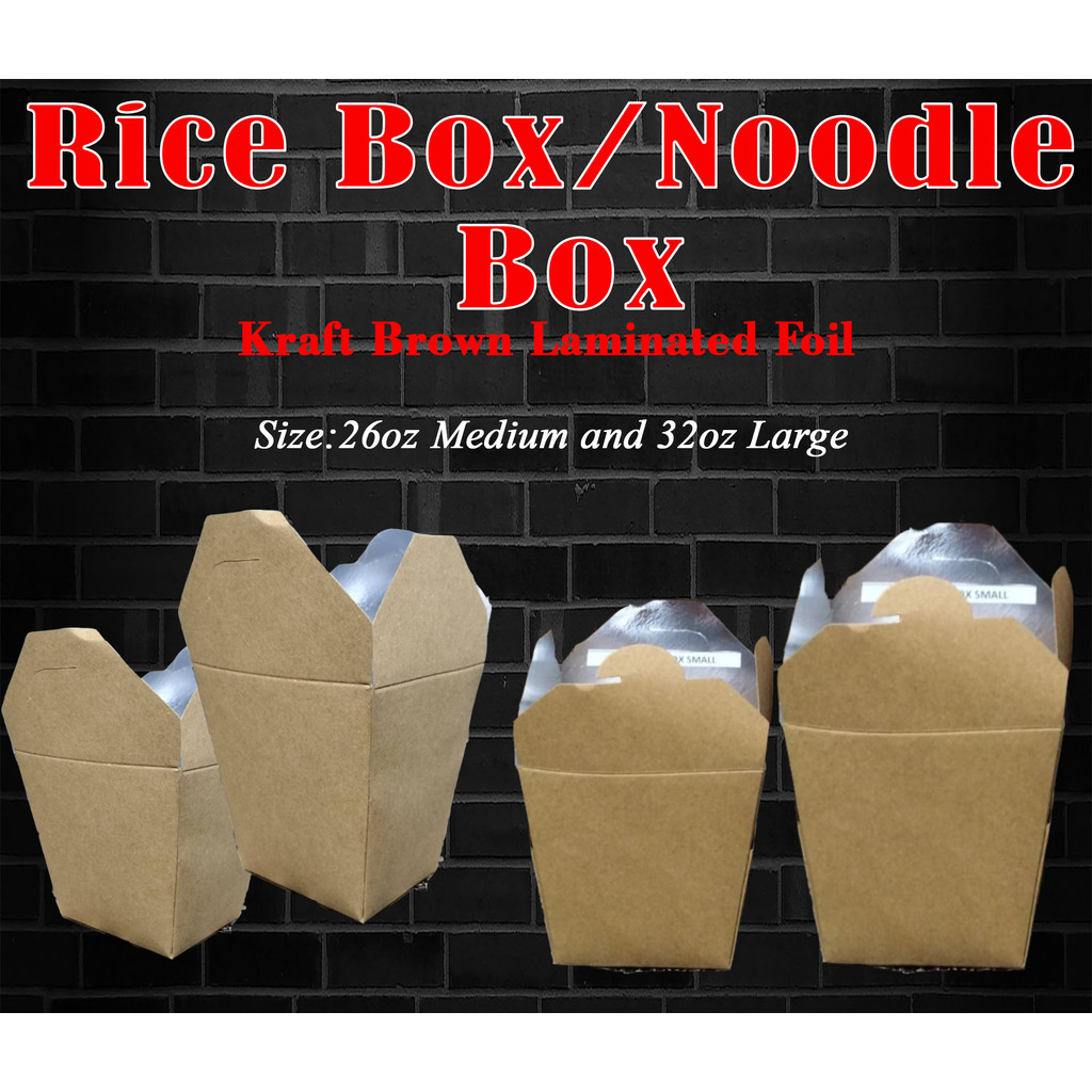 50pcs Noodle/Rice Box Kraft Brown and Silver | Shopee Philippines