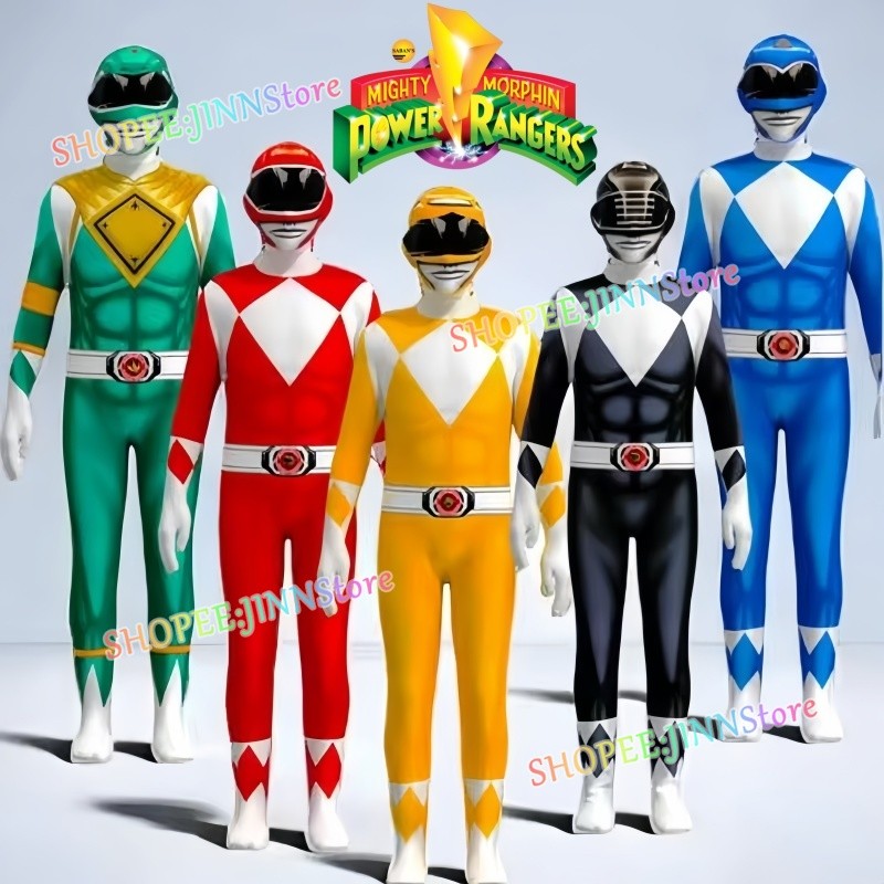 -JINN-Superhero Cosplay Costume POWER RANGERS Cosplay Jumpsuit&Mask ...