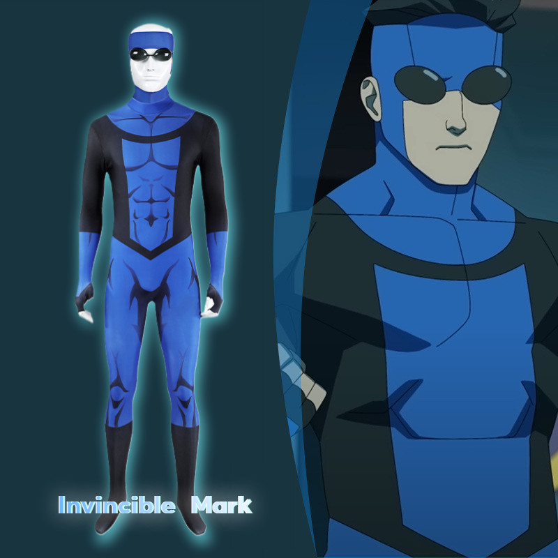 Invincible 3 Mark's Full-Body Costume: Men's Blue and Black Heroic ...