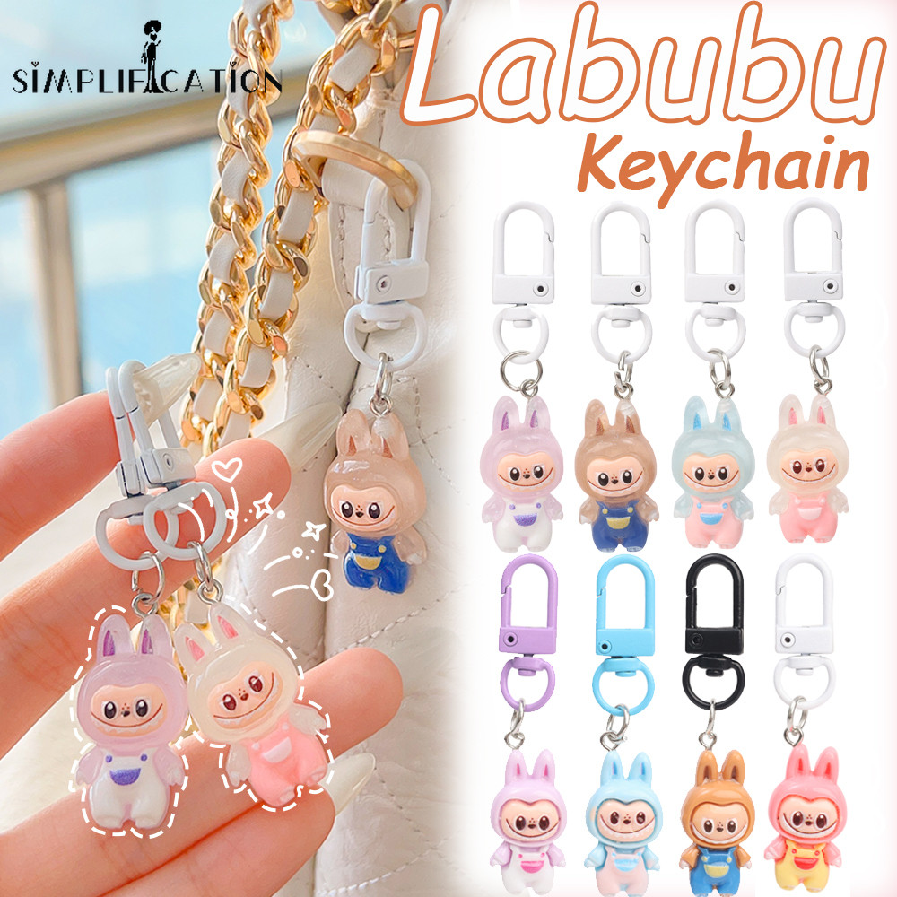 Cartoon Resin Overalls Labubu Keychain Handbag Hanging Trinket - Cute ...