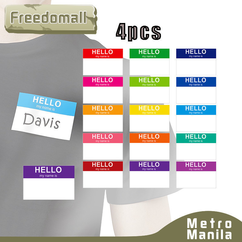 60pcs/4sheets Hello Name Tag 15 Color Rainbow Stickers School Office ...