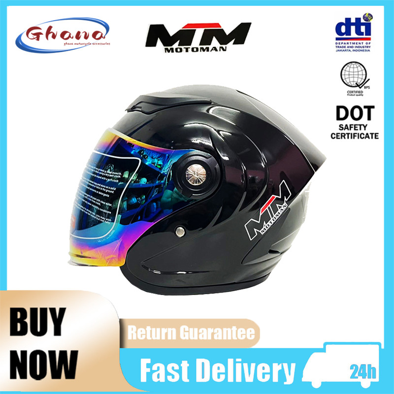 MOTOMAN HALF FACE RAINBOW VISOR HELMET MTM-101 MOTORCYCLE PROTECTIVE ...