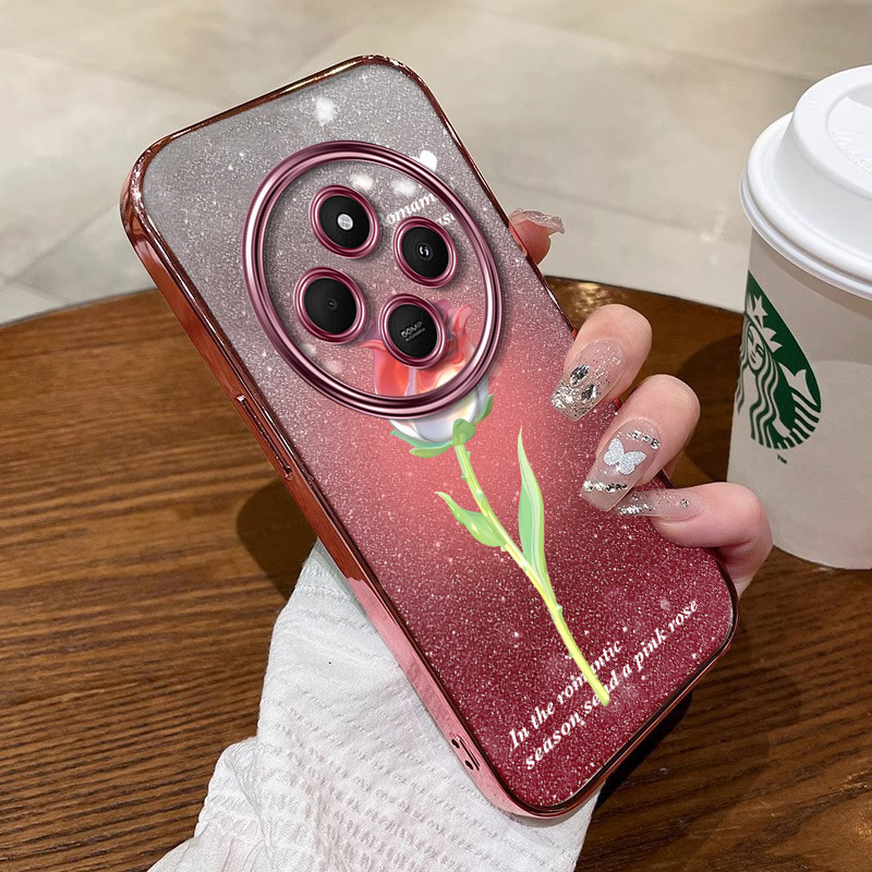 Casing TECNO SPARK 30C Phone case shiny flower soft gold border shock ...