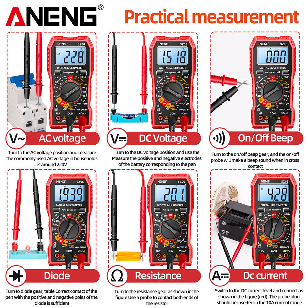 ANENG SZ06 Digital Ultra-thin Multimeter 2000 Counts Storage ...