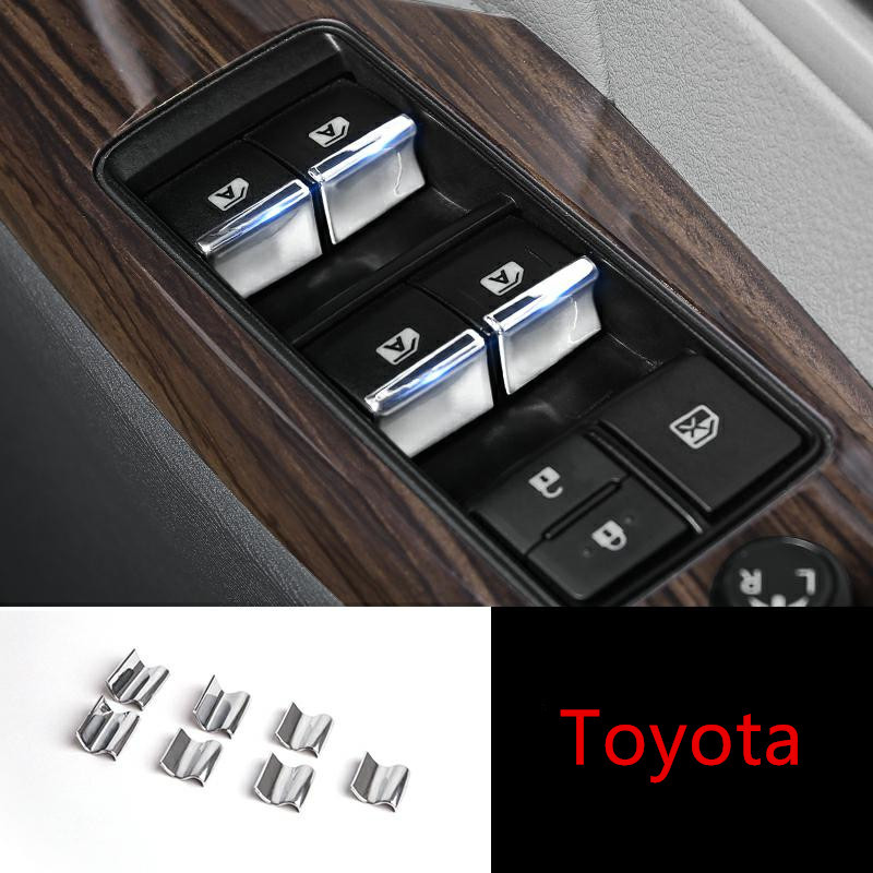 7pcs Chrome Window Glass Lift Button Cover Trim Decal for Toyota ...