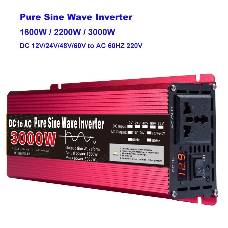 Pure Sine Wave Inverter 1600w 2200w 3000w 12v 24V 36V 48V To 220v 60HZ ...