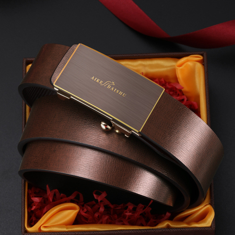 Men's New Genuine Leather Automatic Buckle Cowhide Belt Versatile ...