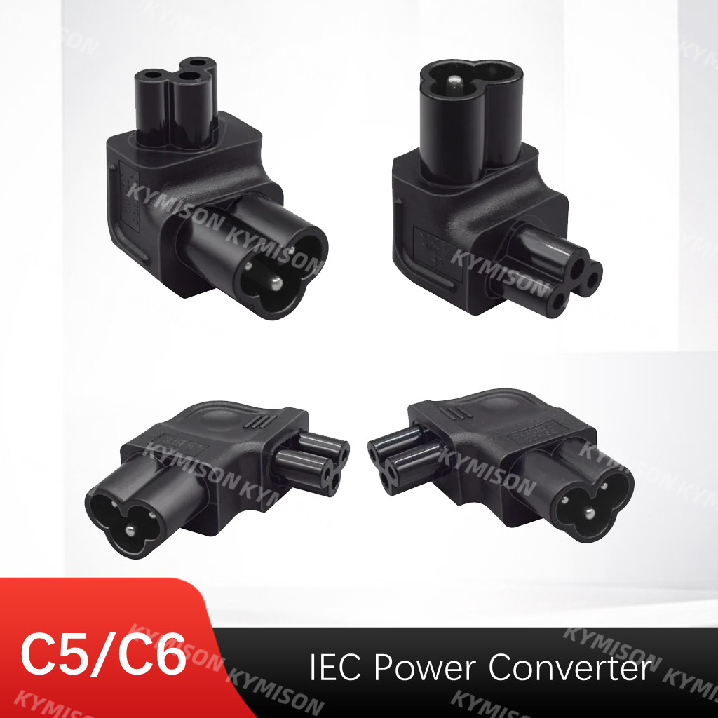 Black Elbow PVC Copper 2.5A 250V IEC320 C6 Male to C5 Female plug ...