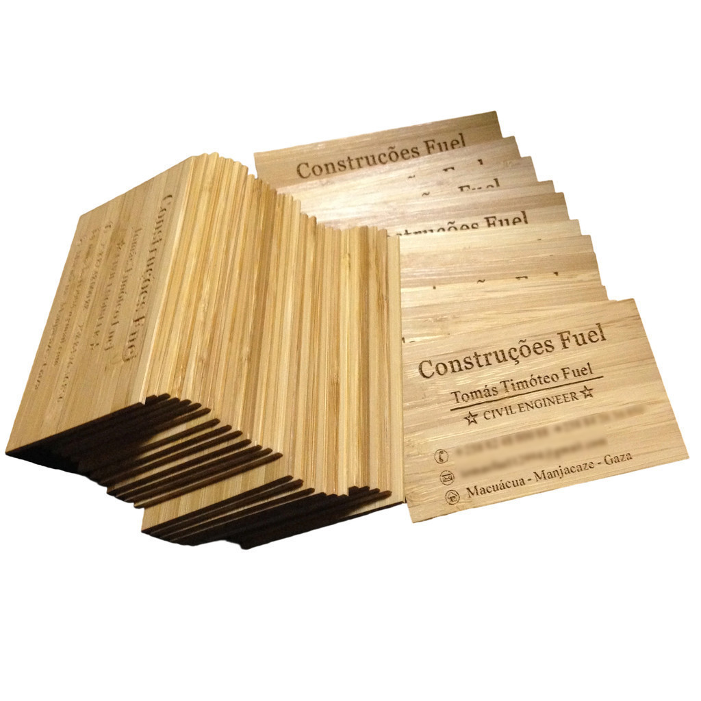 2mm Blank Bamboo Business Card Rectangular Cutouts Visit Cards for DIY ...