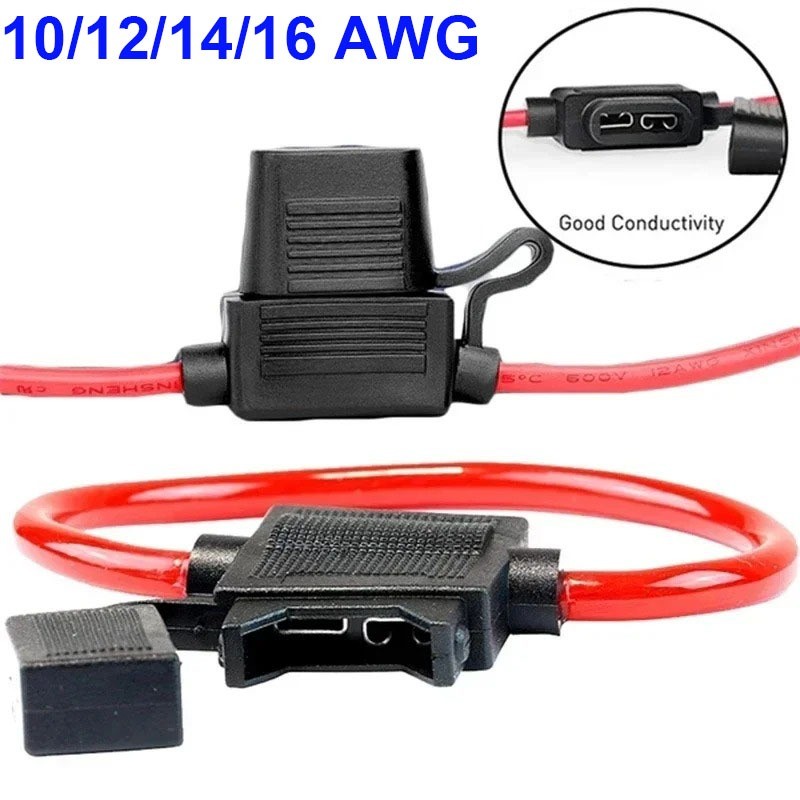 【10a 15a】automotive Waterproof Fuse Box Blade Fuse Holder With 30cm Wire Car Medium Fuse Socket