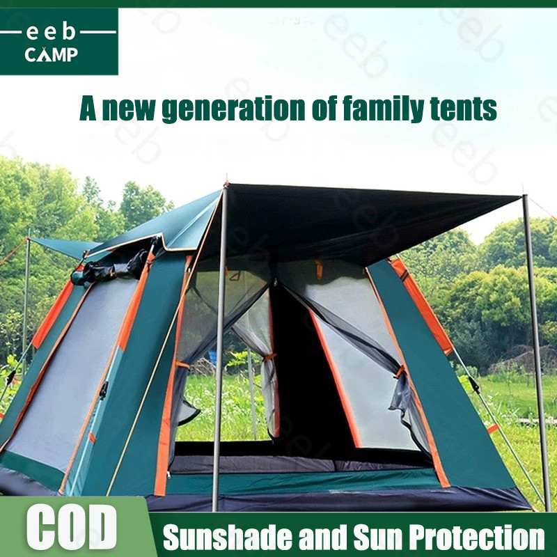 Camping Tent 4 Person WaterproofDouble Door Double Window Tent for ...