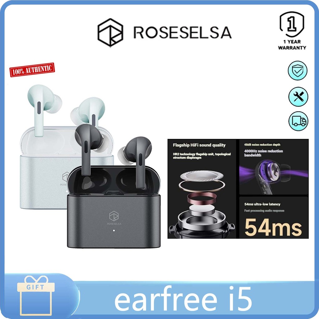 ROSESELSA earfree i5 Wireless Bluetooth headphones In-ear sports noise ...