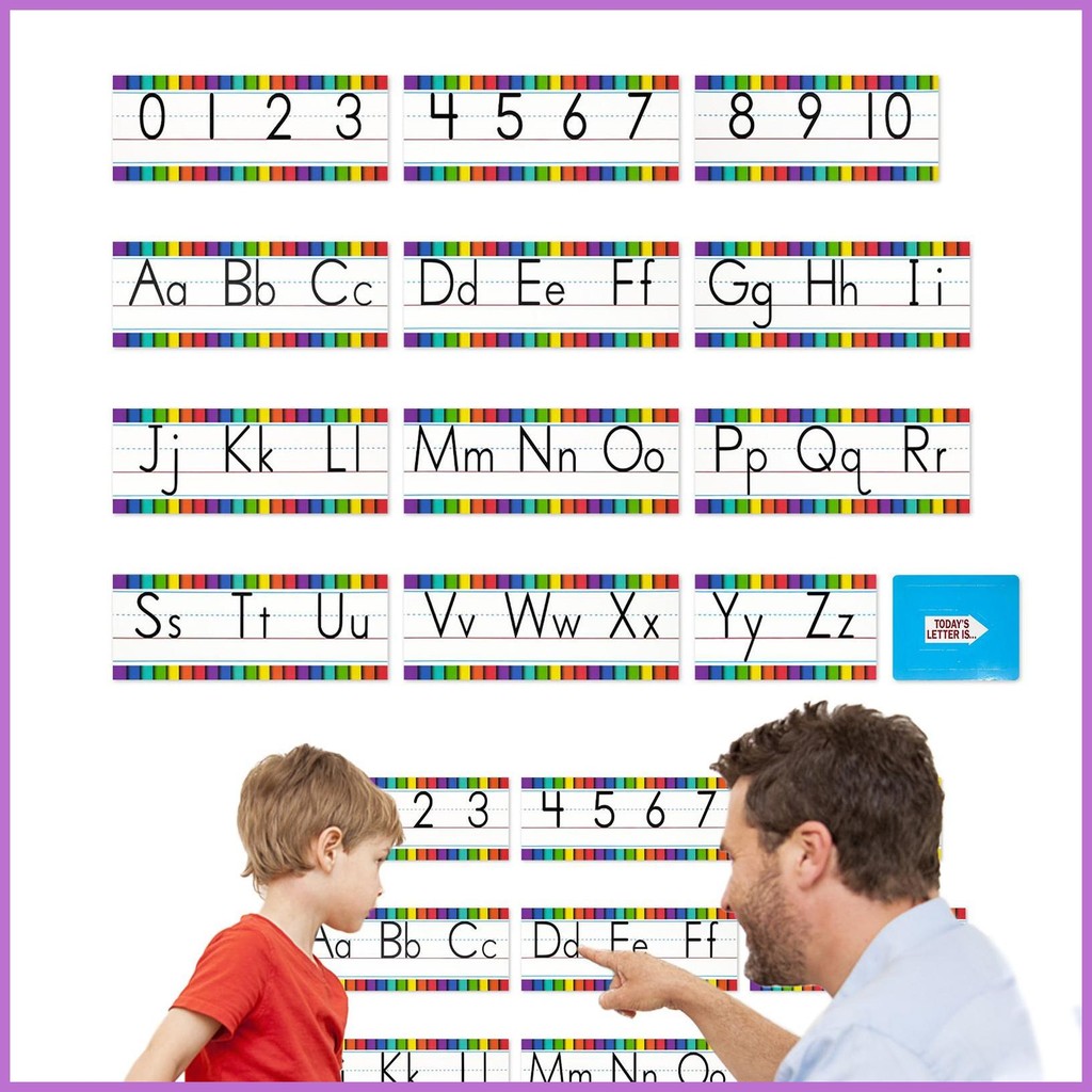 Alphabet Bulletin Cards Number Posters Board Display Set Alphabet Wall ...
