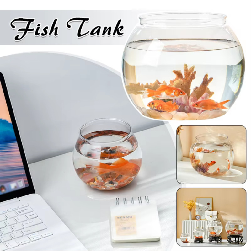 Fish Tank Fish Bowl Plant Goldfish Bowl Portable Transparent Round Fish ...