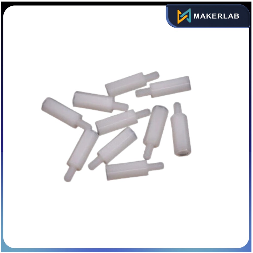 Nylon Standoff m3x10+6 | m3x14+6 | m3x18+6 | m3x6+6 – Pack of 10 ...