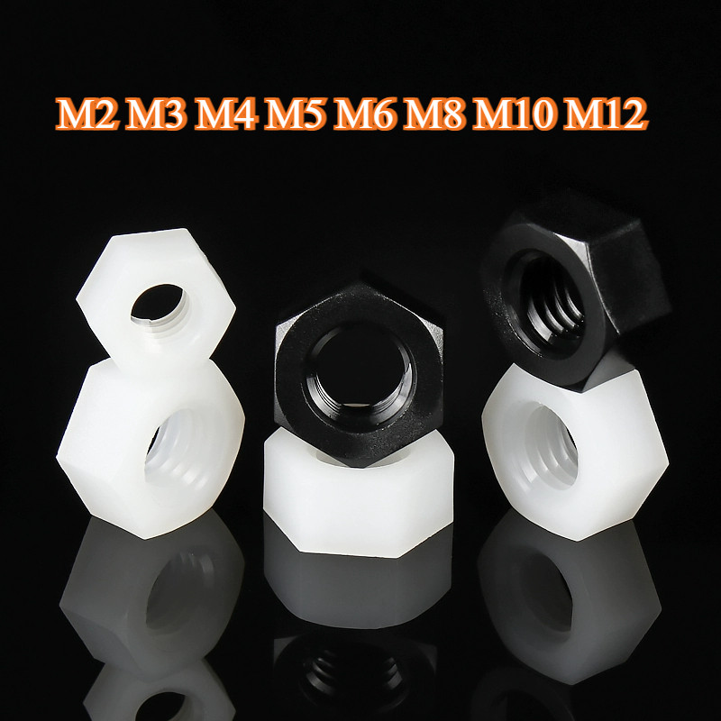 【YHL】White/black M2 M3 M4 M5 M6 M8 M10 M12 Nylon Hex Nut Plastic Nut Metric Nylon Hex Nuts ...