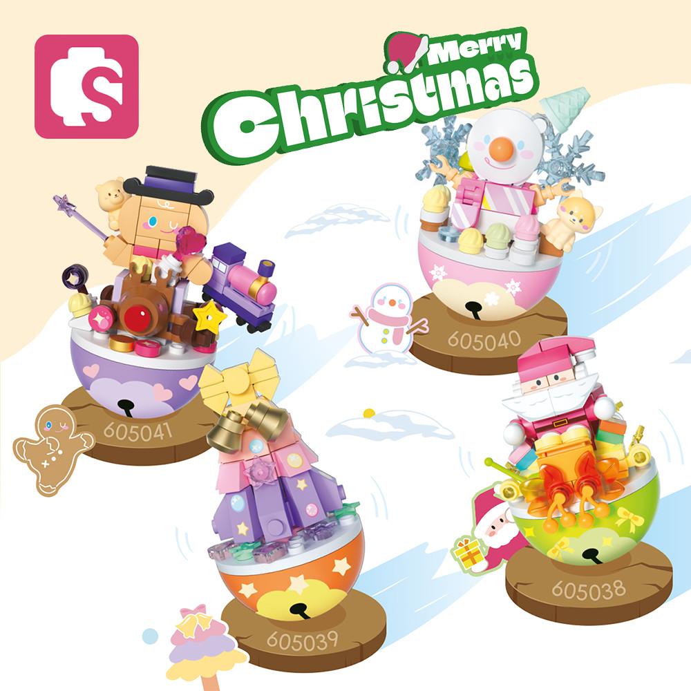 [4 IN 1] Sembo Block 605038-605041 Christmas Series Moving Bell Ball ...