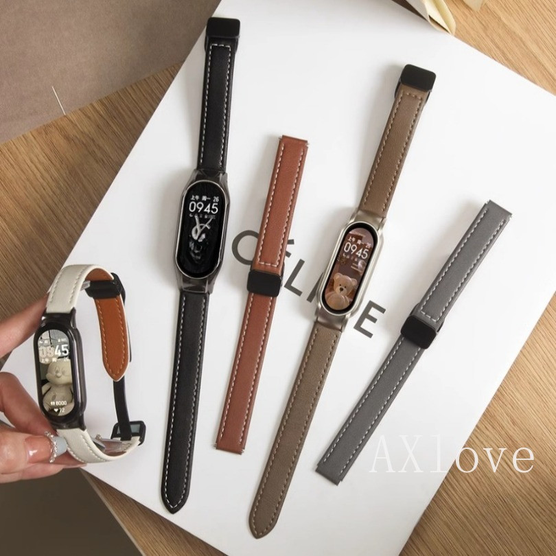 Leather Magnetic Strap for Mi Band 10 9 8 NFC Watch Band for Xiaomi ...