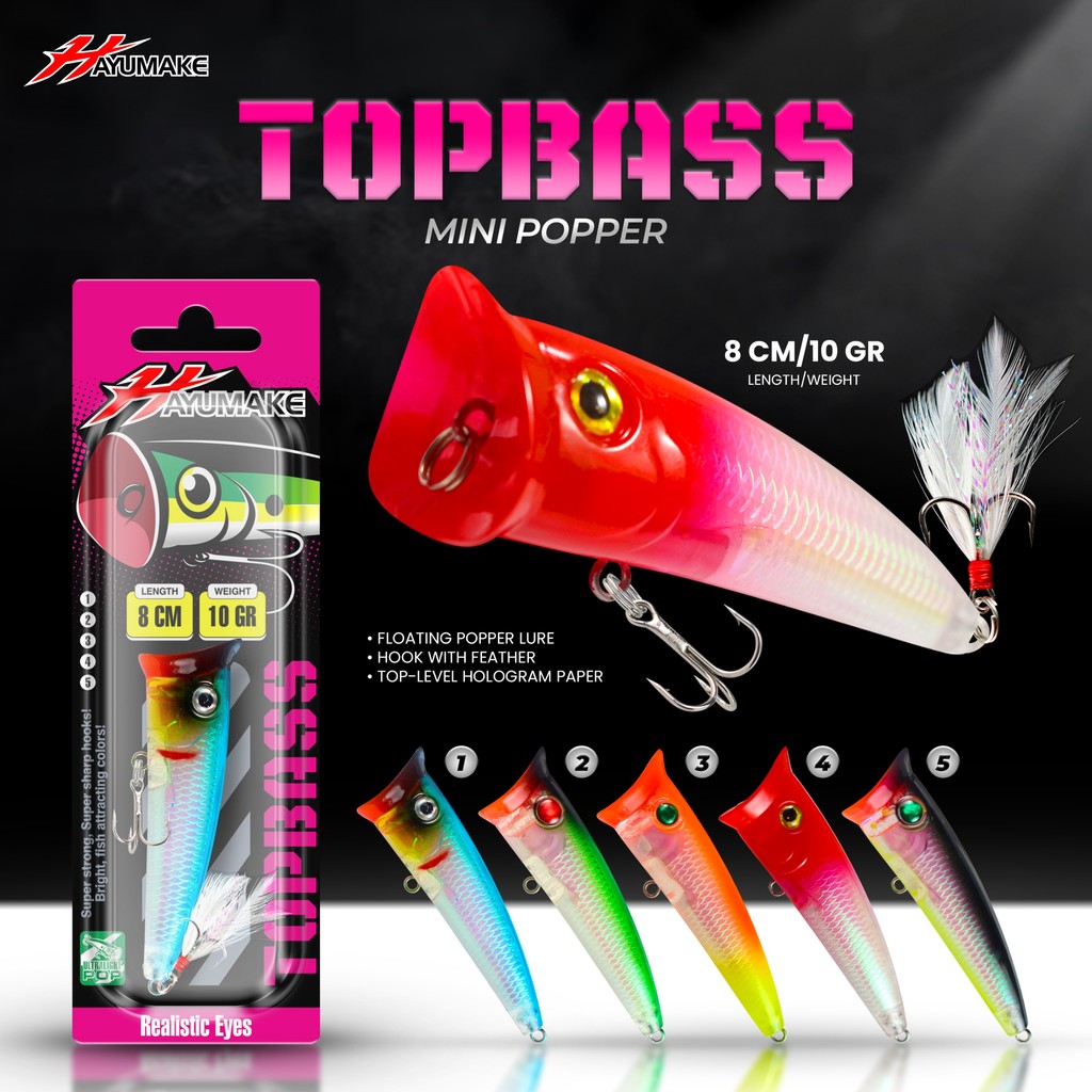 Mini Popper Fishing Bait | Hayumake TOPBASS Casting Popping Lure ...