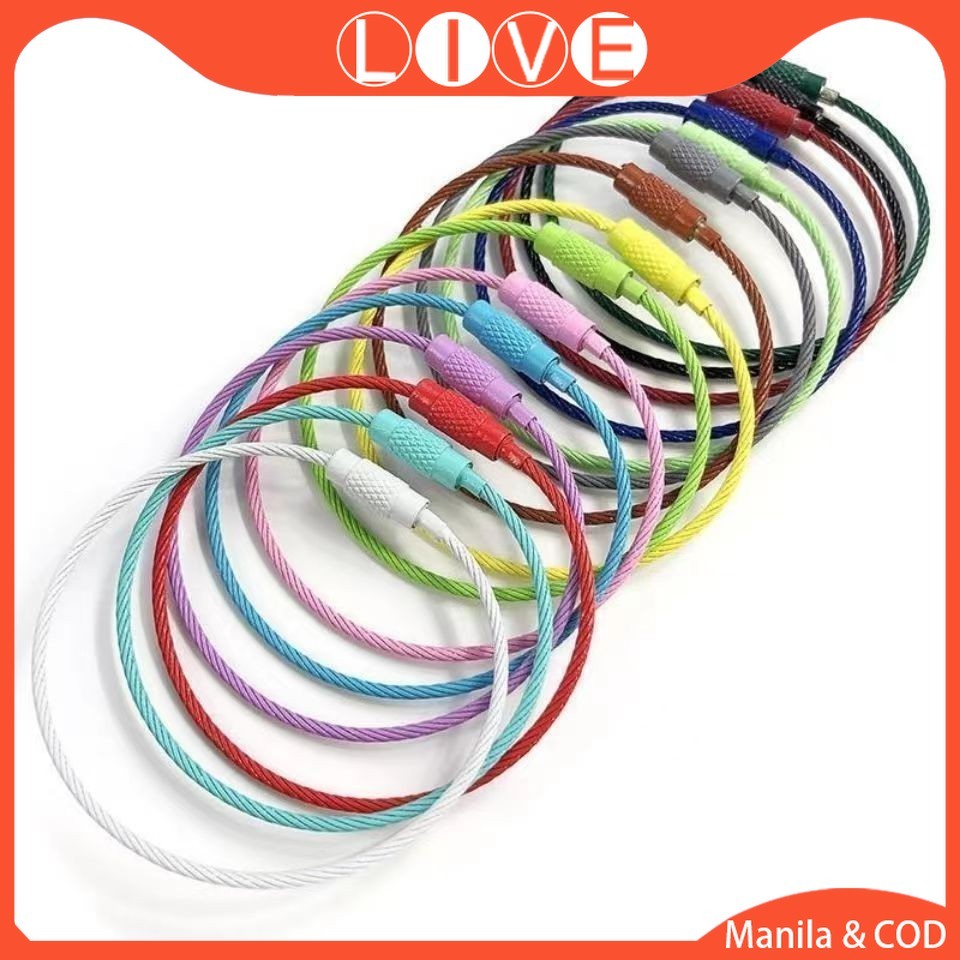 20pcs Stainless Steel Wire Keychain, Car Key Holder Keyring,Colorful ...