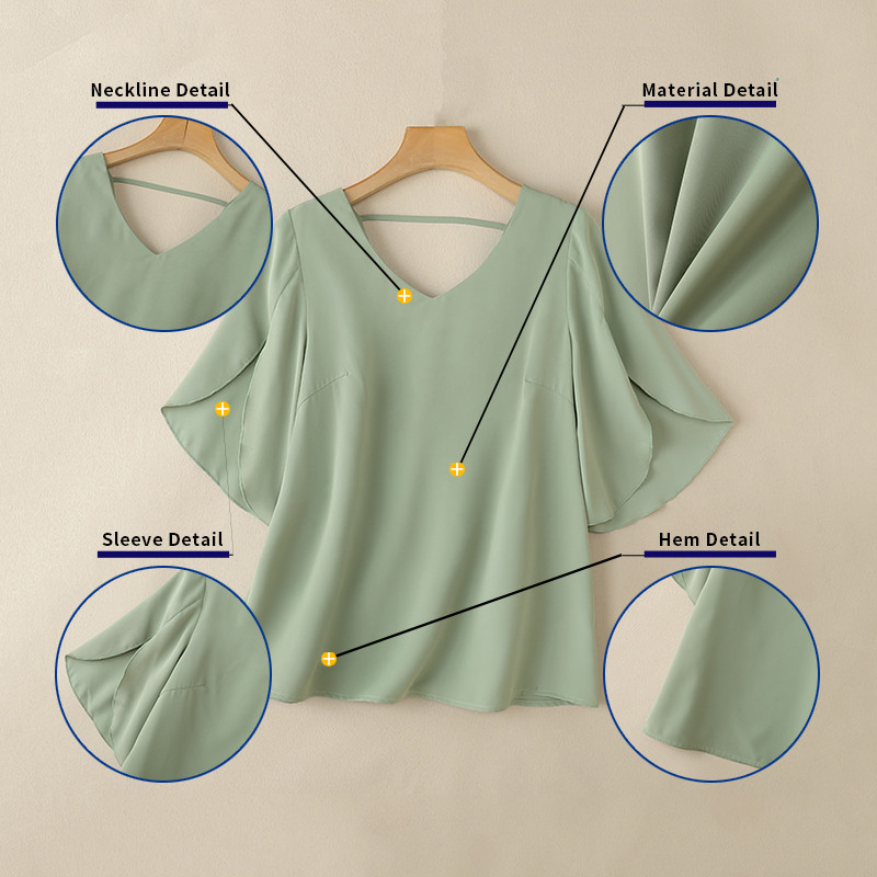 ZANZEA Women Korean High Quality V Neck Flare Sleeve Plain Color ...