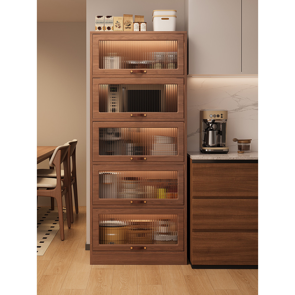 Solid Wood Sideboard Wall-Mounted Integrated Storage Cabinet Tea ...